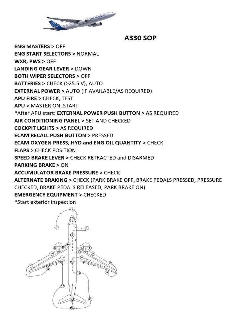 A330 Procedure Checklist | PDF | Brake | Takeoff