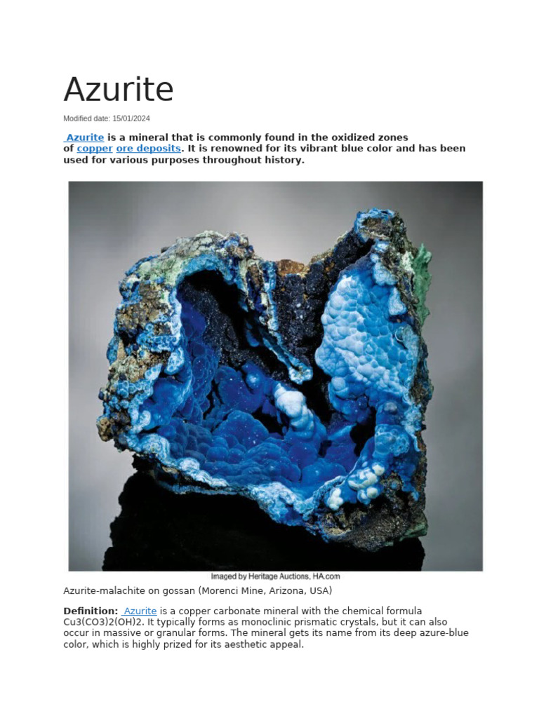 Azurite | PDF | Minerals | Materials