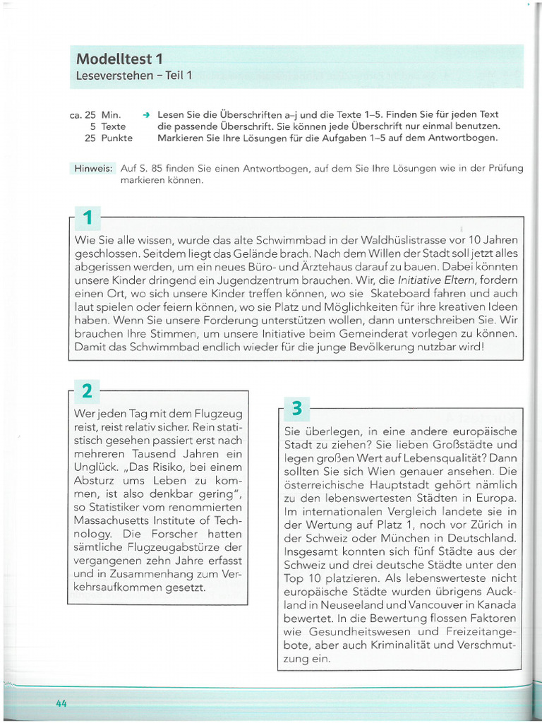 Modelltest 1 ME | PDF