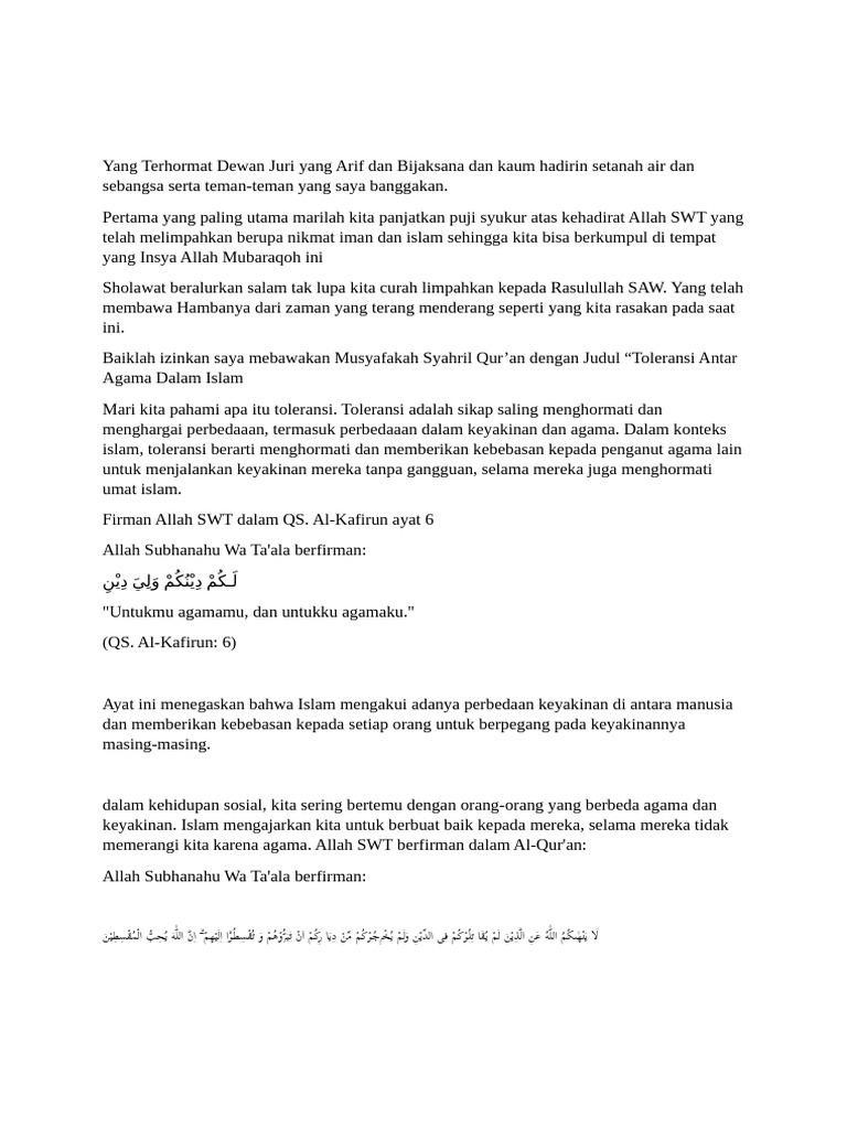 Toleransi Antar Agama dalam Islam | PDF