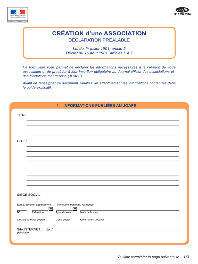 Formulaire Dinscription Cerfa 13973 04 | PDF