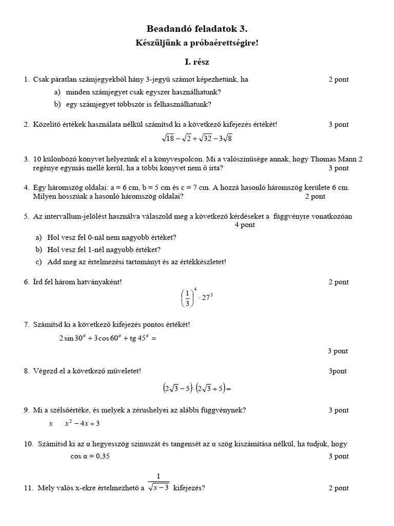 Beadandó Feladatok 3. | PDF