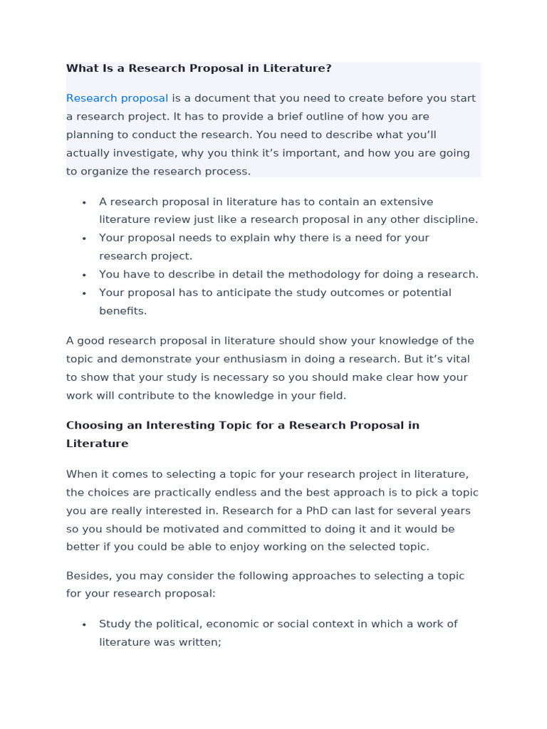 What Is A Research Proposal in Literature | PDF | Proofreading | Thesis
