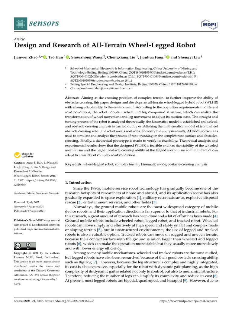 All-Terrain Wheel-Legged Robot | PDF | Velocity | Kinematics