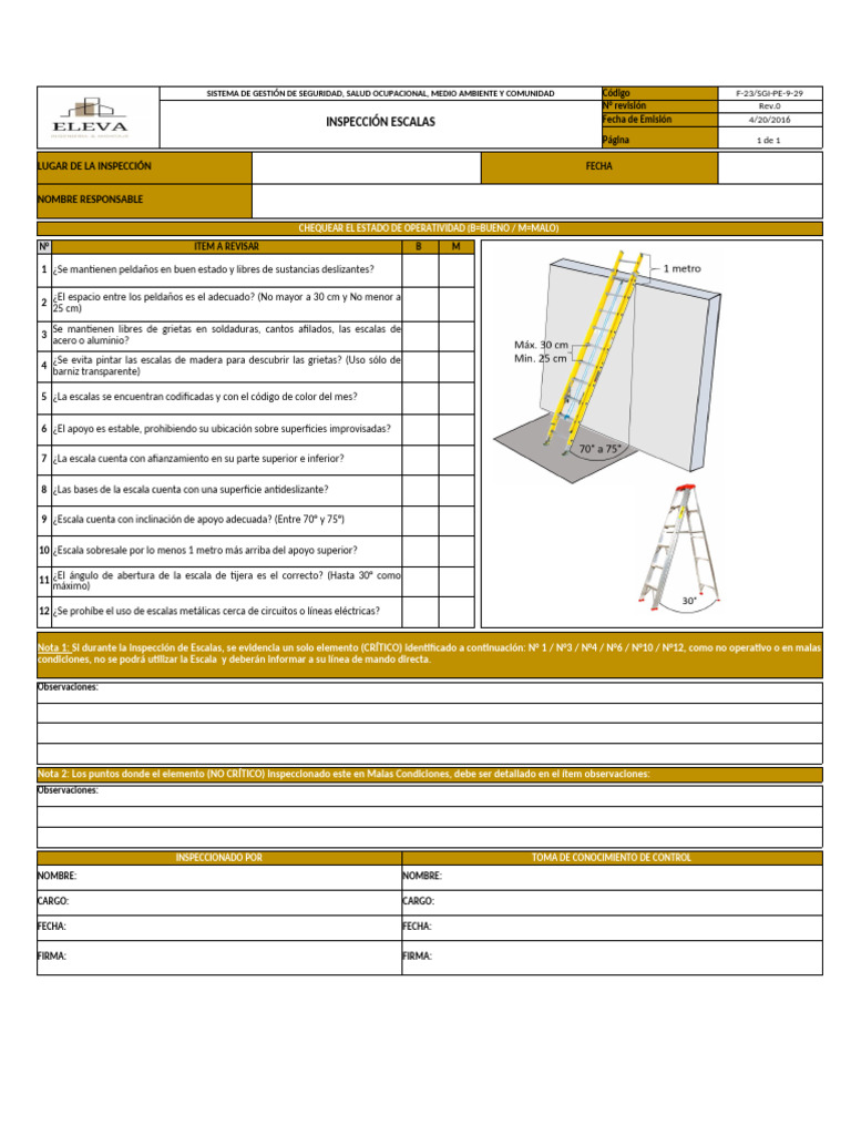 F-23 Check List Escalas Rev 0 | PDF