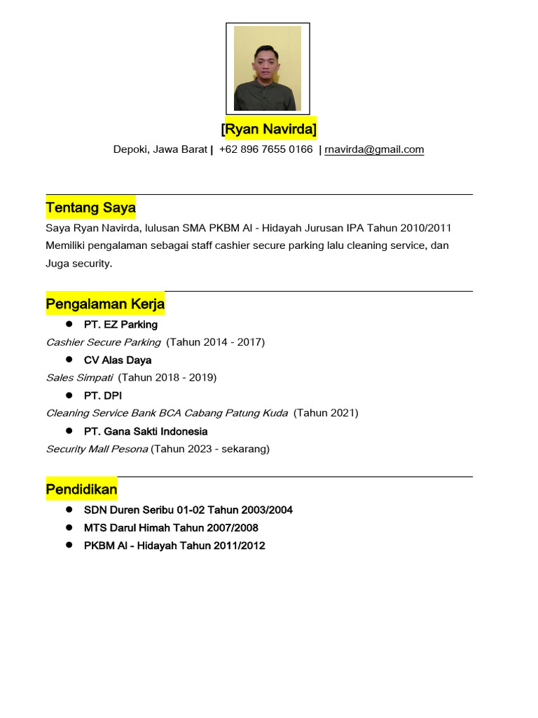 Contoh CV FIX | PDF