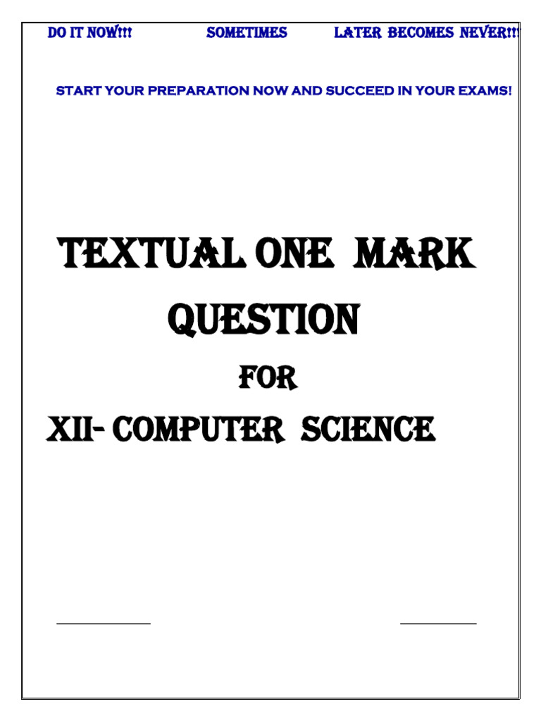 Namma Kalvi 12th Computer Science 1 Mark Question Paper em 216956 | PDF ...