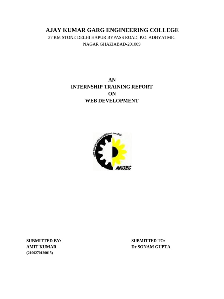 Final Internship Report Amit Kumar | PDF | Java Script | Résumé