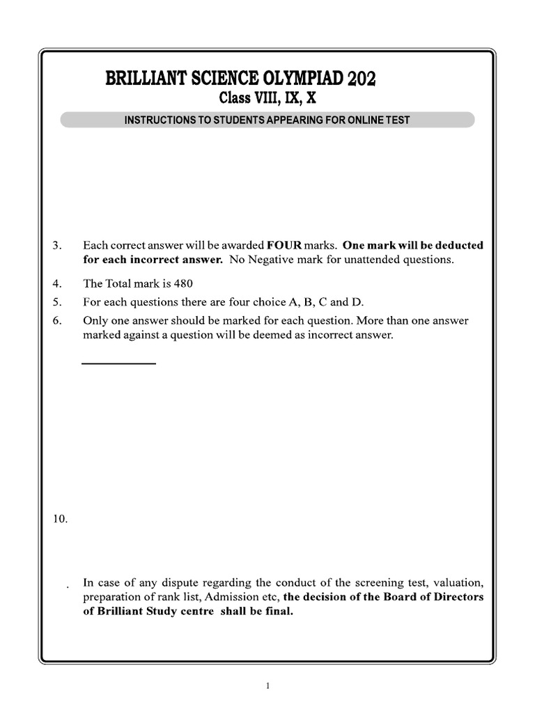 BSO 2025 Exam Details and Instructions | PDF | Evaluation Methods ...