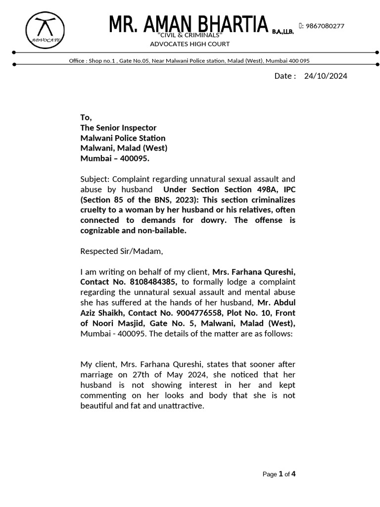 Farhana Qureshi........ Notice by Aman Bhartia... 377 | PDF | Anal Sex ...