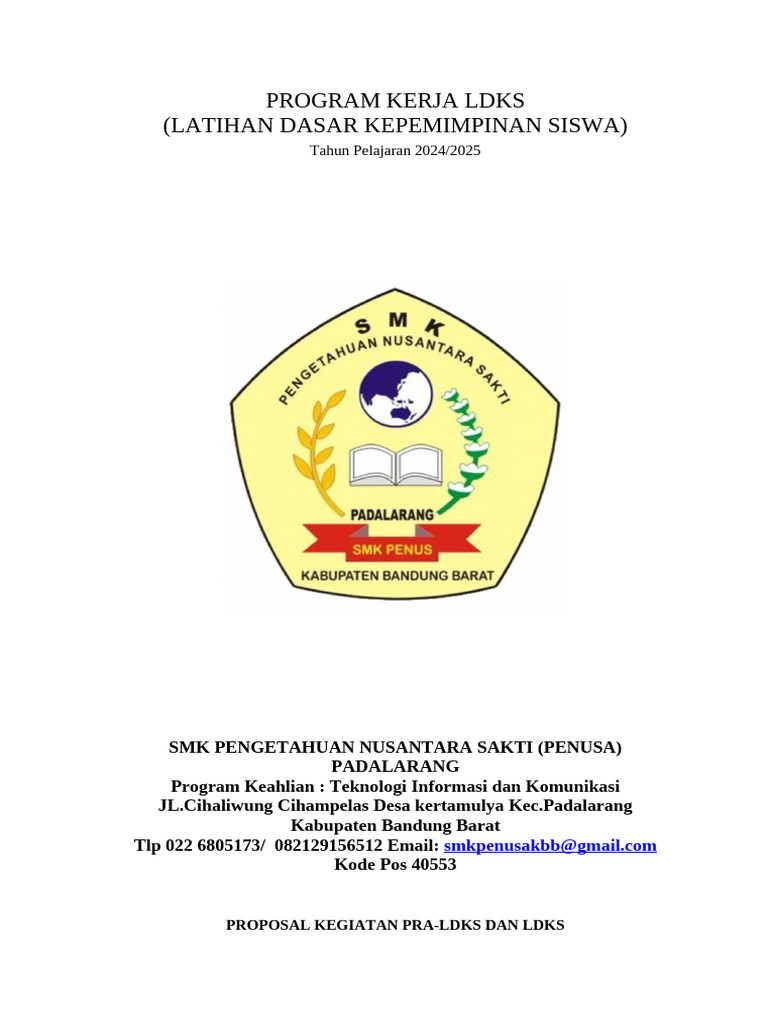 Proposal LDKS SMK PENUSA 2024/2025 | PDF