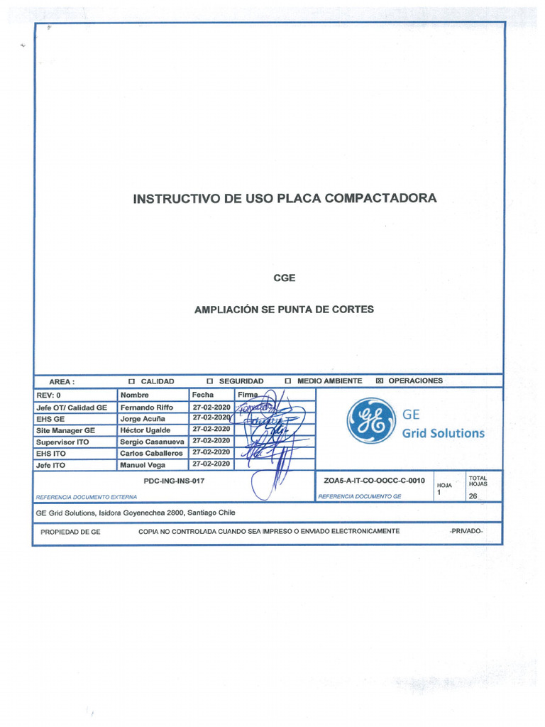 PDC-ING-INS-017 - Rev - 0 - Placa Compactadora | PDF | Residuos | Motores