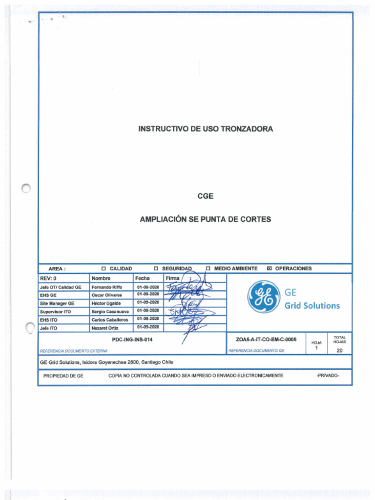 PDC-ING-INS-014 - Rev - 0 - Uso de Tronzadora - FIRMADO | PDF | Aspiradora | Residuos