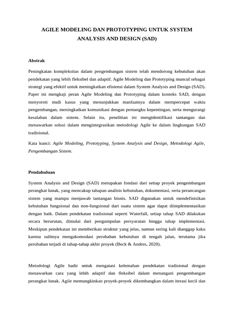 Agile Modeling Dan Prototyping Untuk System Analysis and Design | PDF