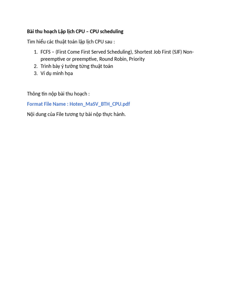 Bai Thu Hoach Lap Lich CPU | PDF