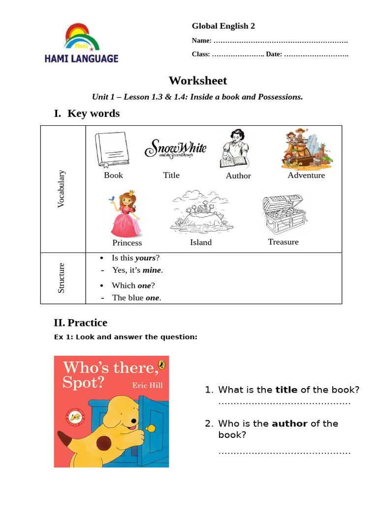 Global English 2 Unit 1 Lesson 1.3 & 1.4 | PDF