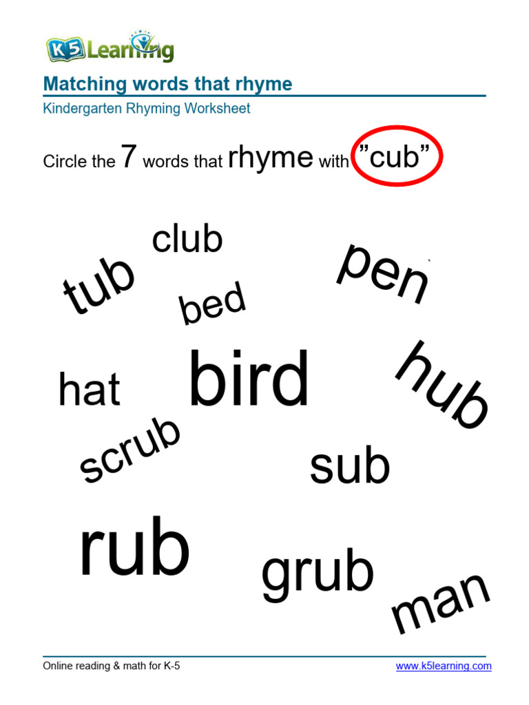 kindergarten-rhyming-worksheet-word-rhyme-group-6 | PDF