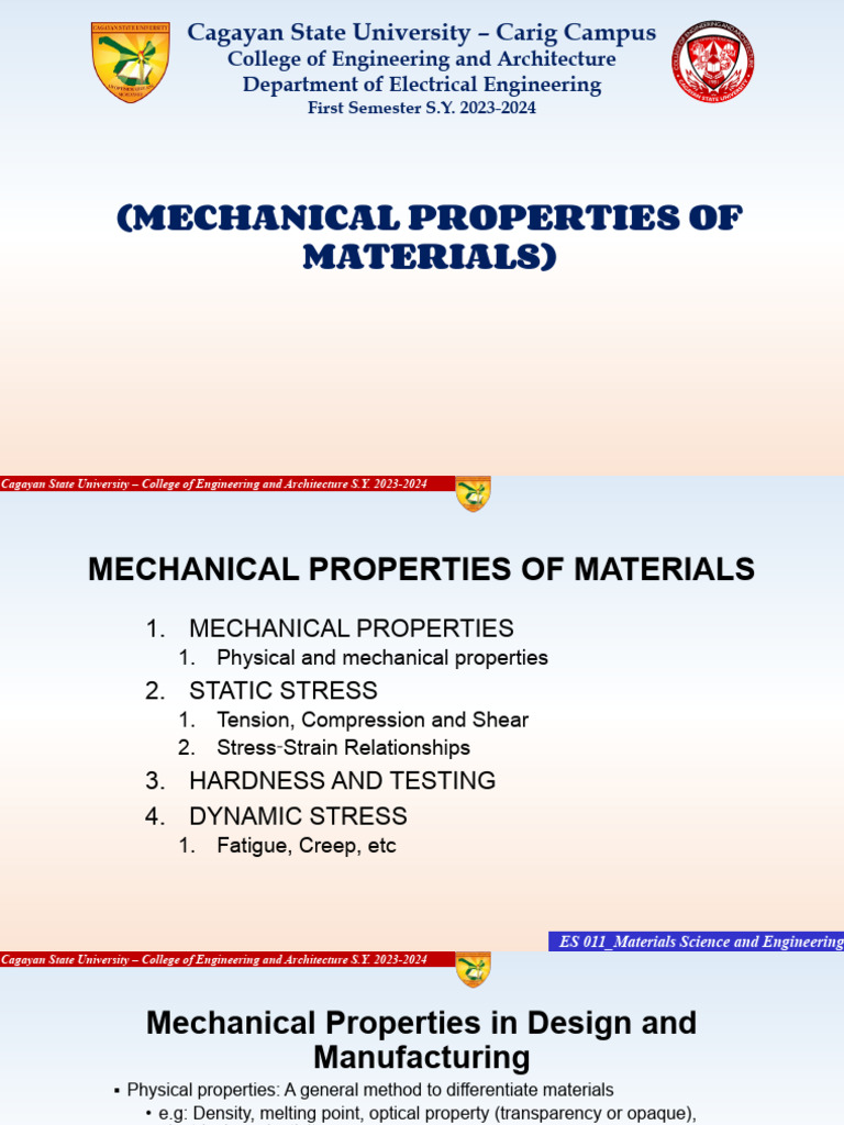 03 - Mechanical Properties of Materials | PDF | Deformation ...