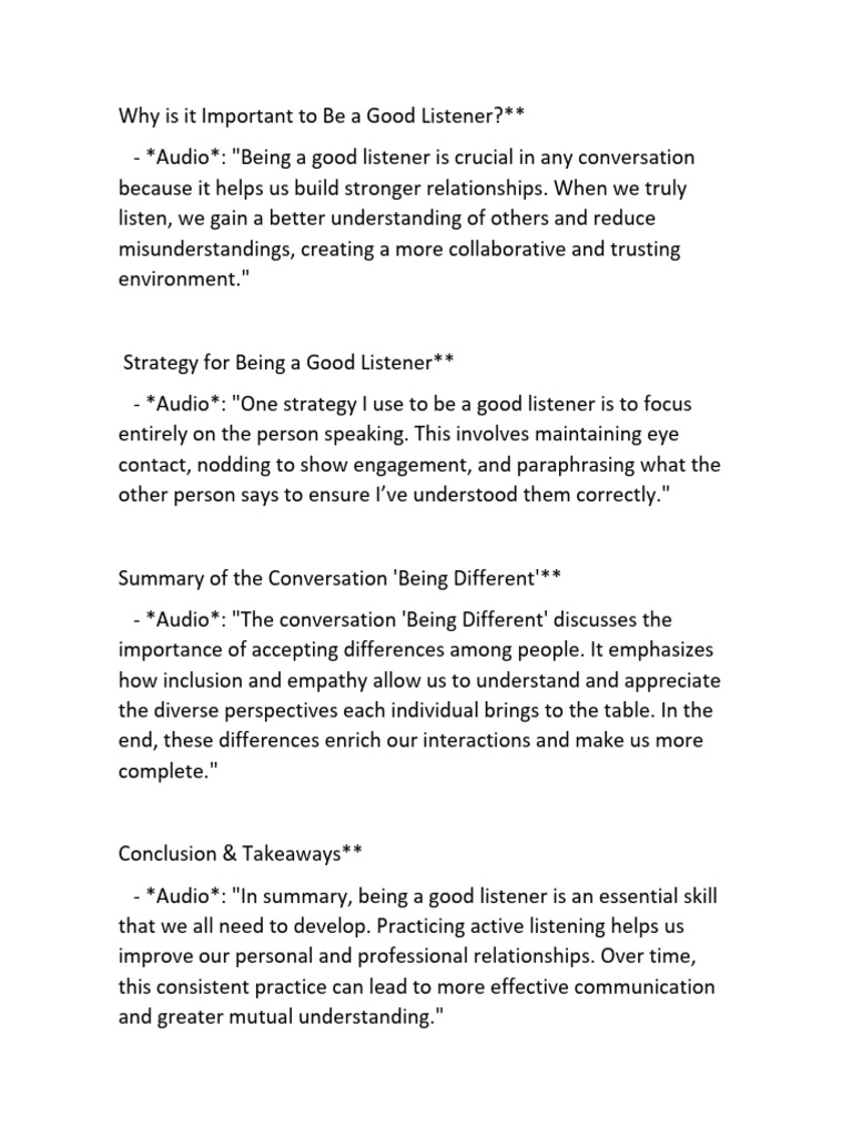 Importance of Good Listening Skills | PDF
