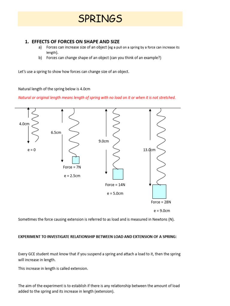 Springs notes | PDF | Force | Mass