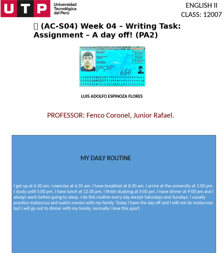 PARTICIPACION EN CLASE PA2-ingles | PDF