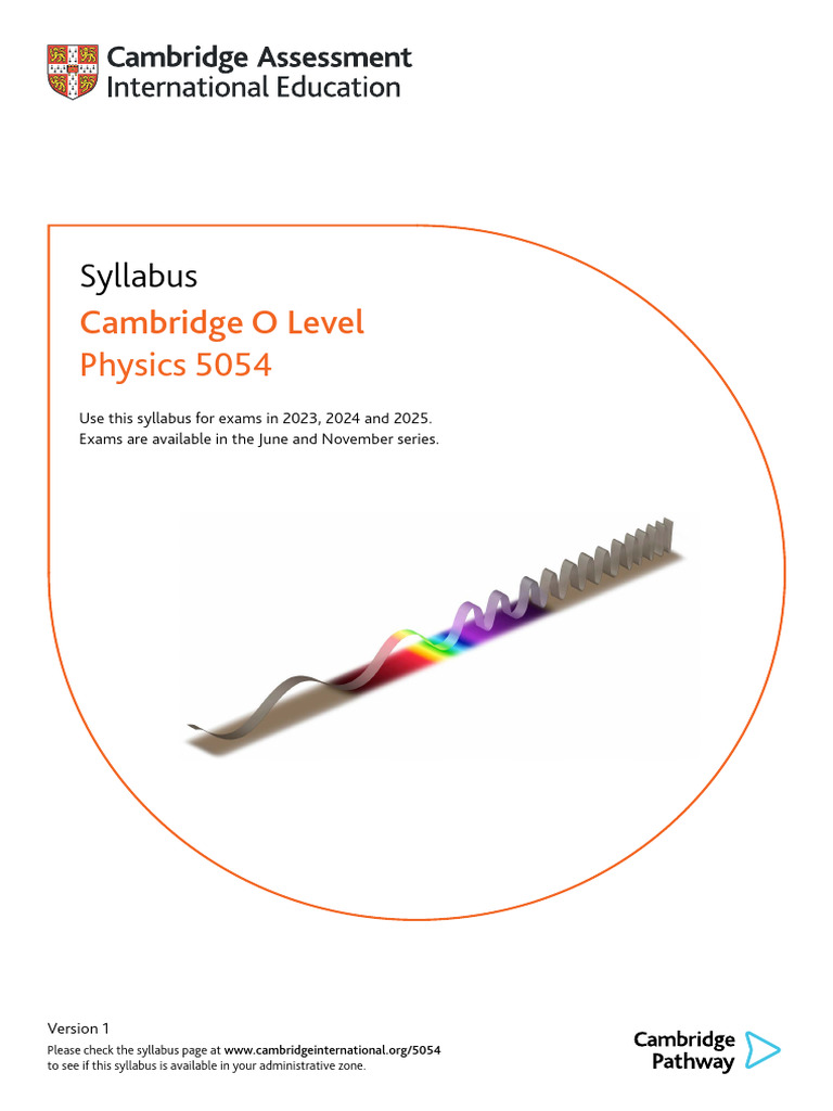 Cambridge O Level Physics 5054 Syllabus 2025 | PDF | Force | Temperature