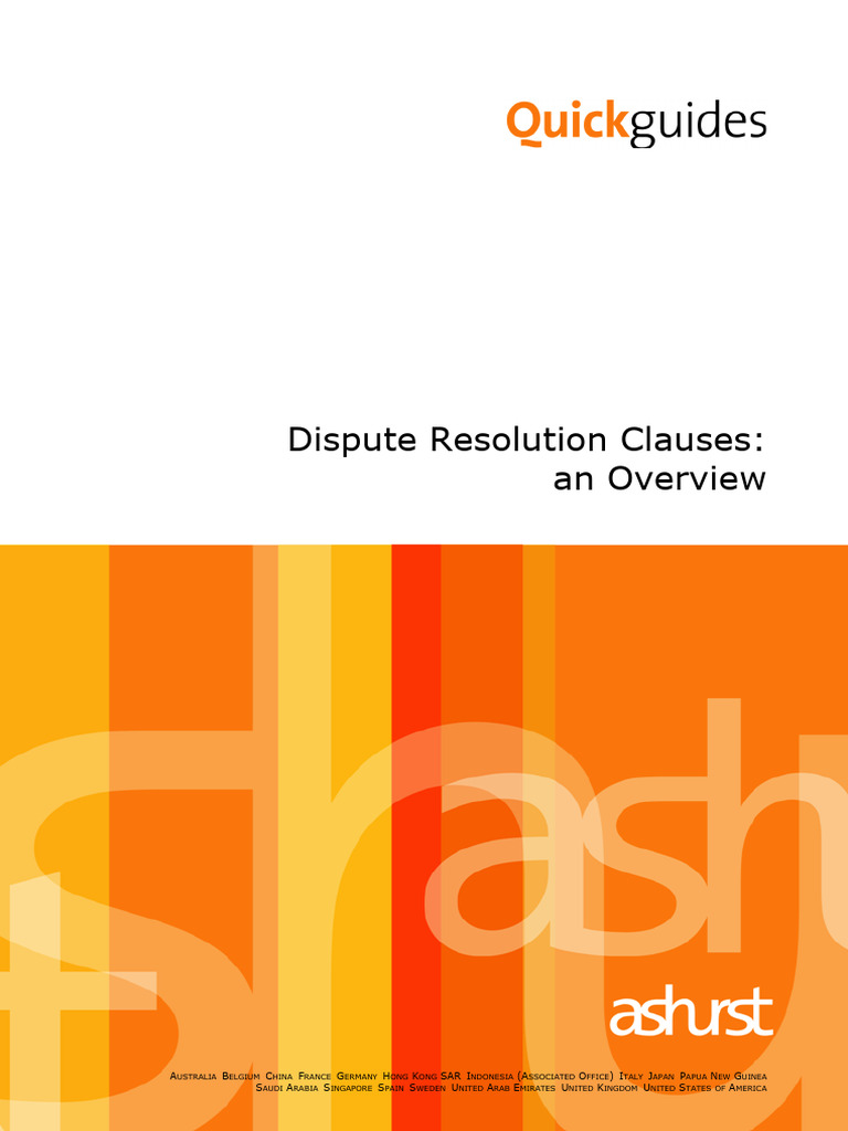 Dispute Resolution Clauses An Overview | PDF | Arbitration | Jurisdiction