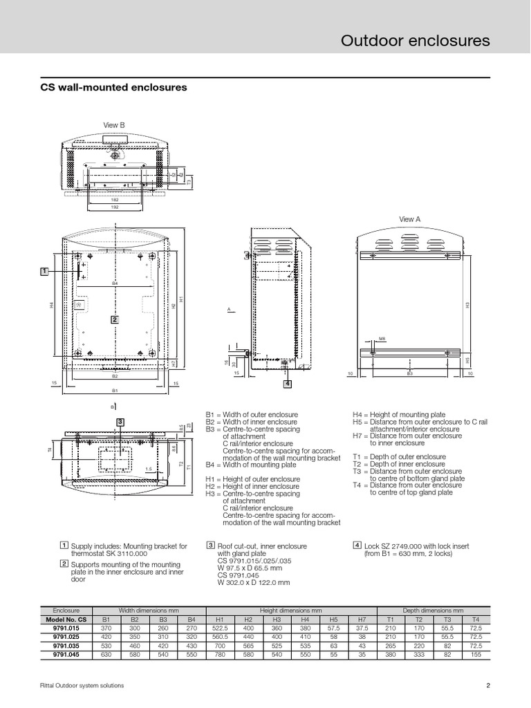 Rittal Outdoor Enclosure Specifications | PDF