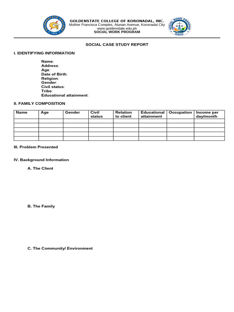 Social Case Study Format | PDF