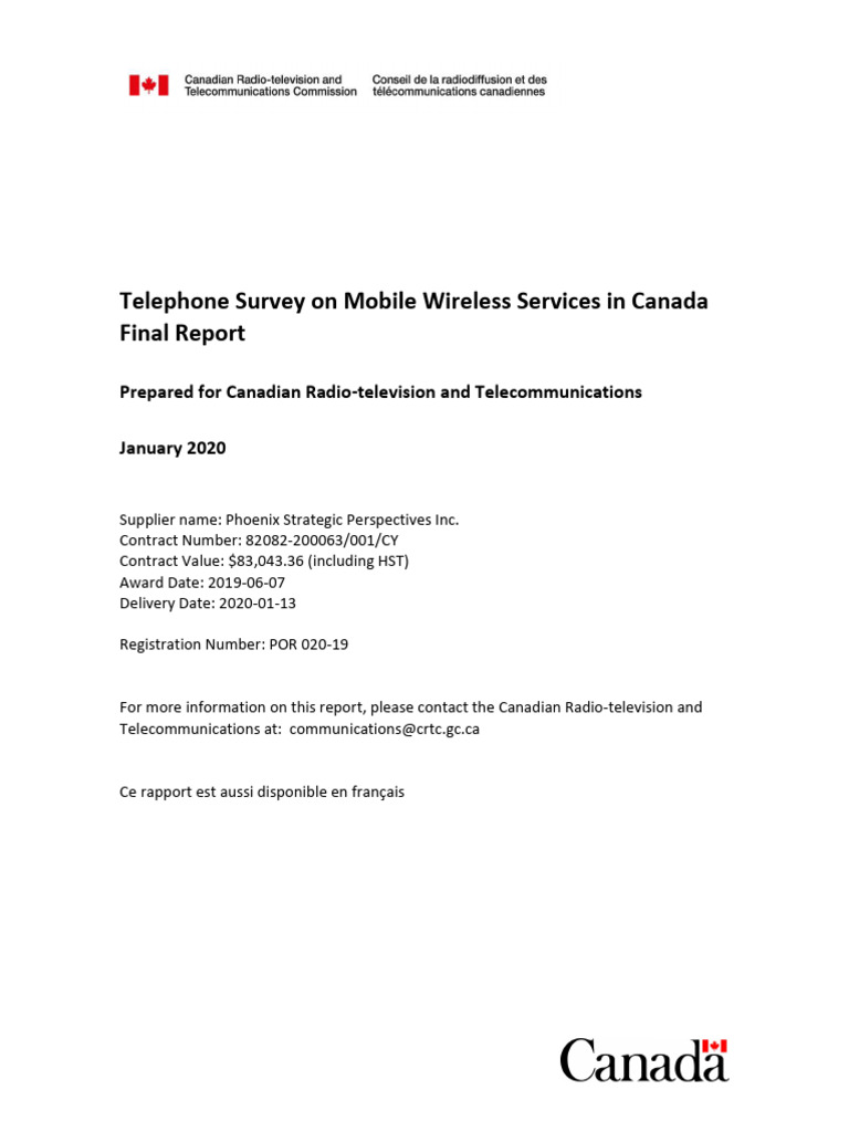 Canada Mobile Wireless Survey 2020 | PDF | Survey Methodology ...