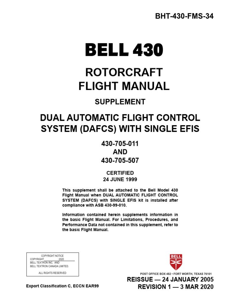 430-FMS-34 Dual Automatic Flight Control System (SAFCS) With Single ...