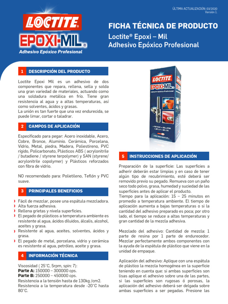 FT LOCTITE EPOXIMIL V.1 Final - Compressed | PDF | Epoxy | El plastico