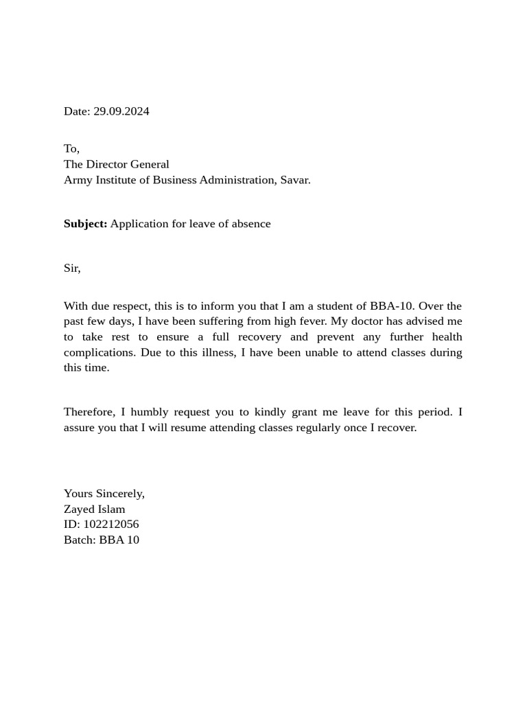 Zayed Application BBA 10 | PDF