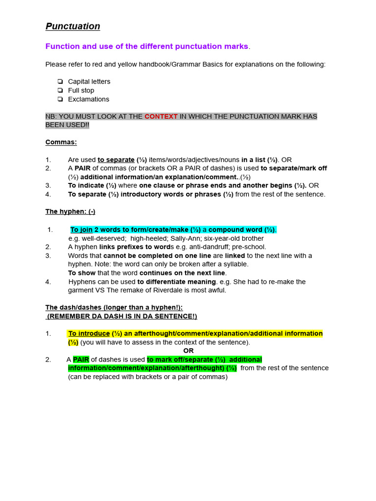 Punctuation - Functions Thereof | PDF | Word | Sentence (Linguistics)