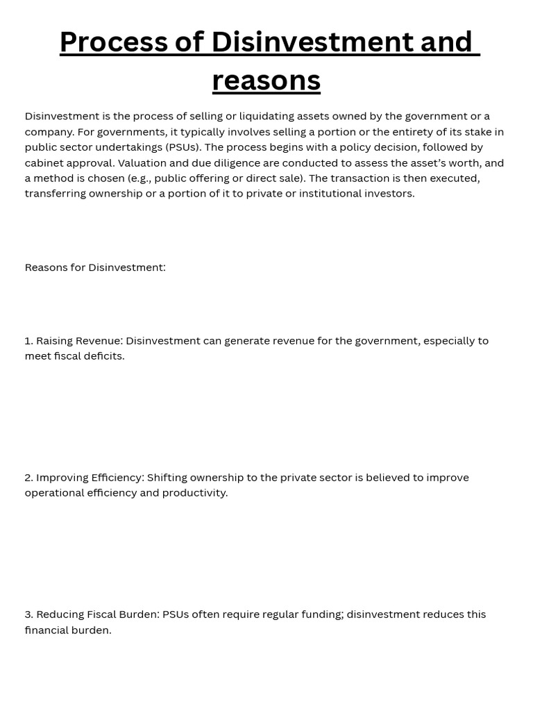 Process of Disinvestment and Reasons - 20240925 - 193802 - 0000 | PDF ...