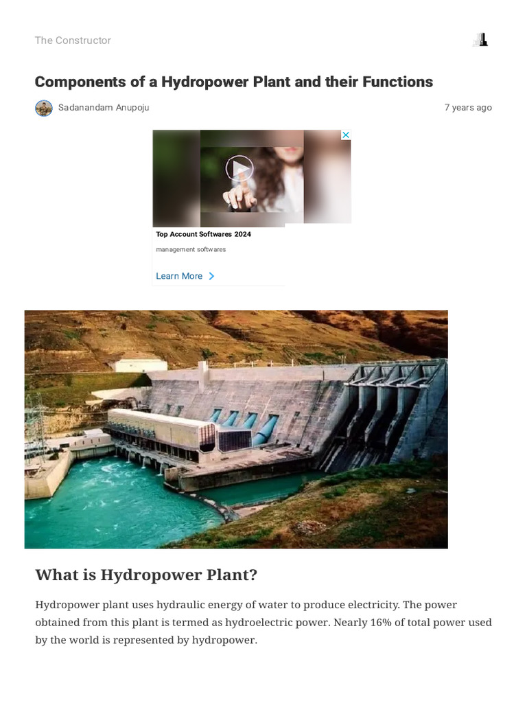 Components of a Hydropower Plant and their Functions - The Const | PDF | Turbine | Hydroelectricity