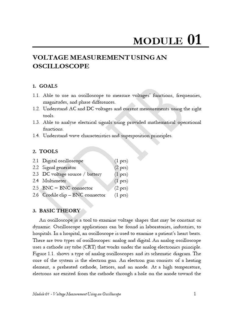 Module 01 Voltage Measurement Using An Oscilloscope April 2022 1 | PDF | Phase (Waves ...