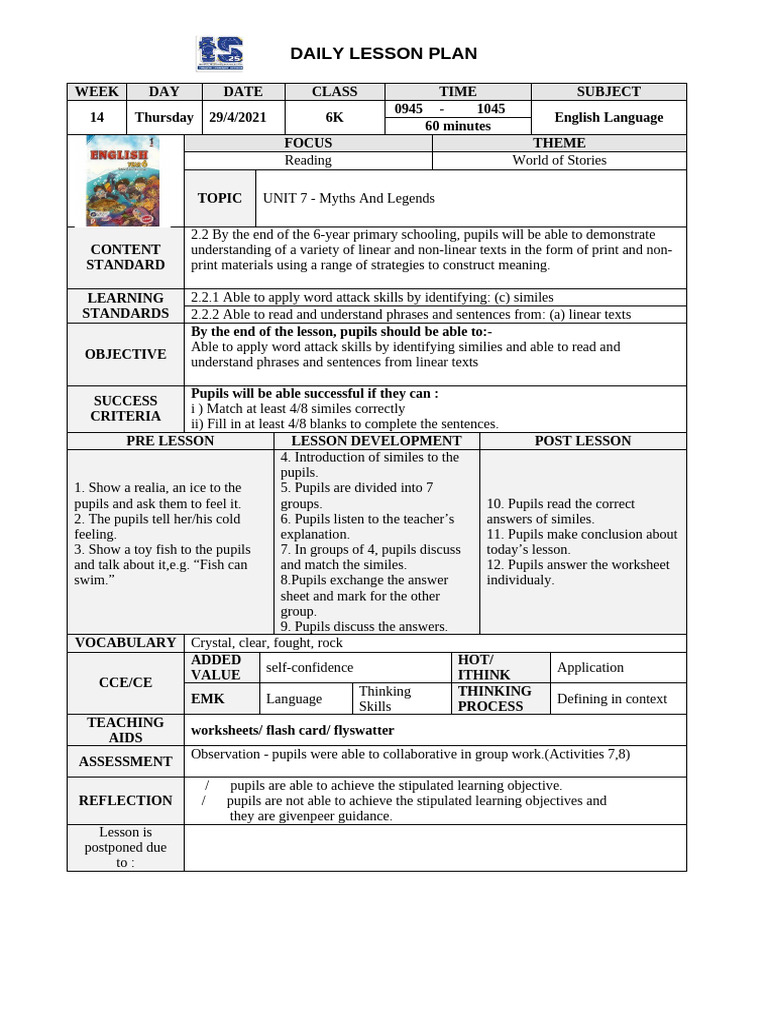 PLC RPH | PDF | Lesson Plan | Linguistics