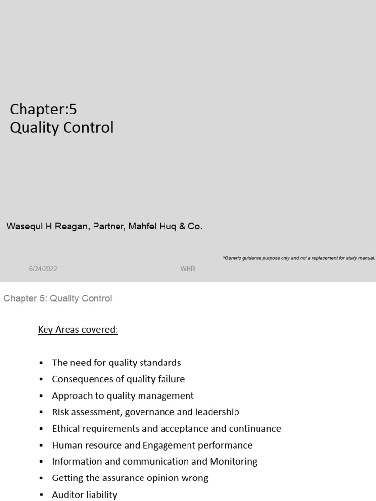 Chapter5 Quality Control | PDF | Auditor's Report | Audit