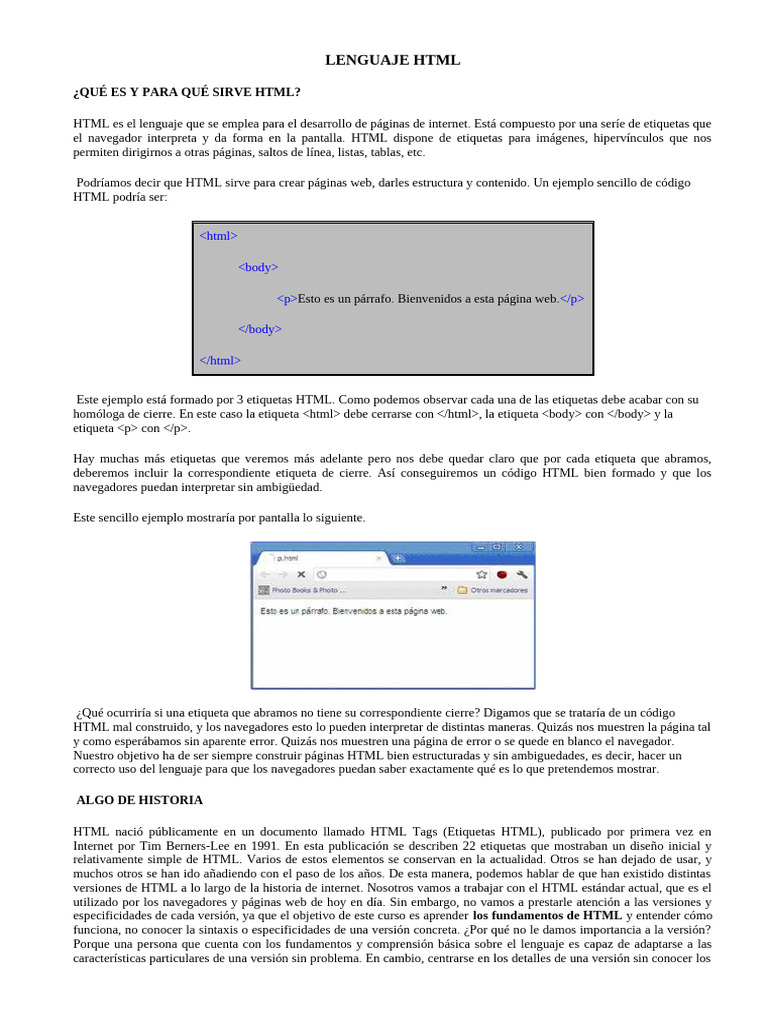 Lenguaje HTML | PDF | HTML | Lenguaje de programación