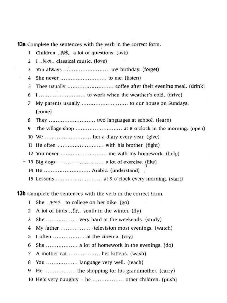 exercises simple present | PDF