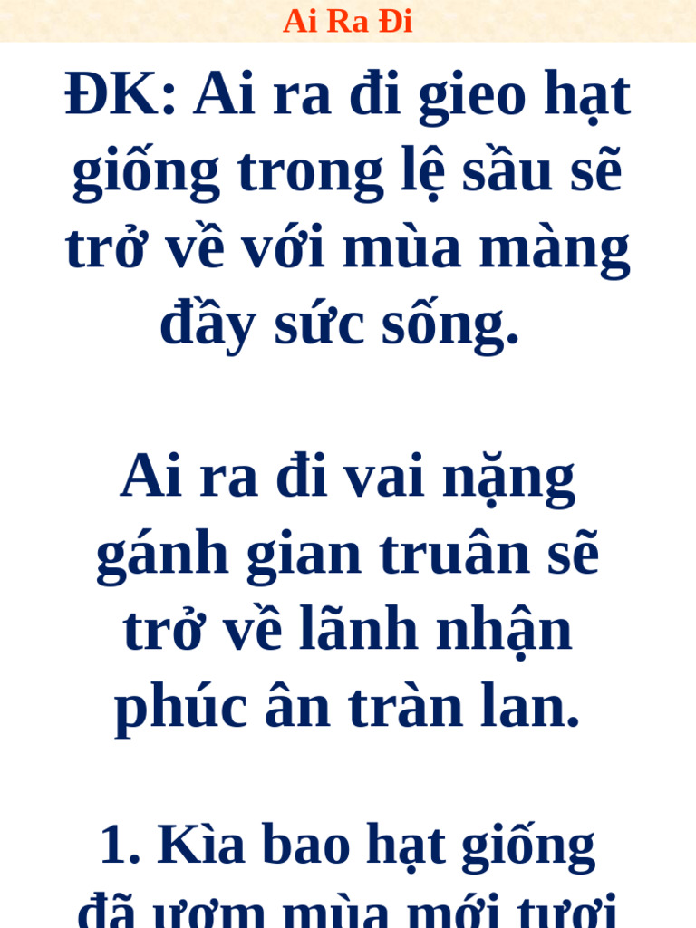 01 Ai Ra Đi (Ai Ra Đi Gieo Hạt Giống..) | PDF