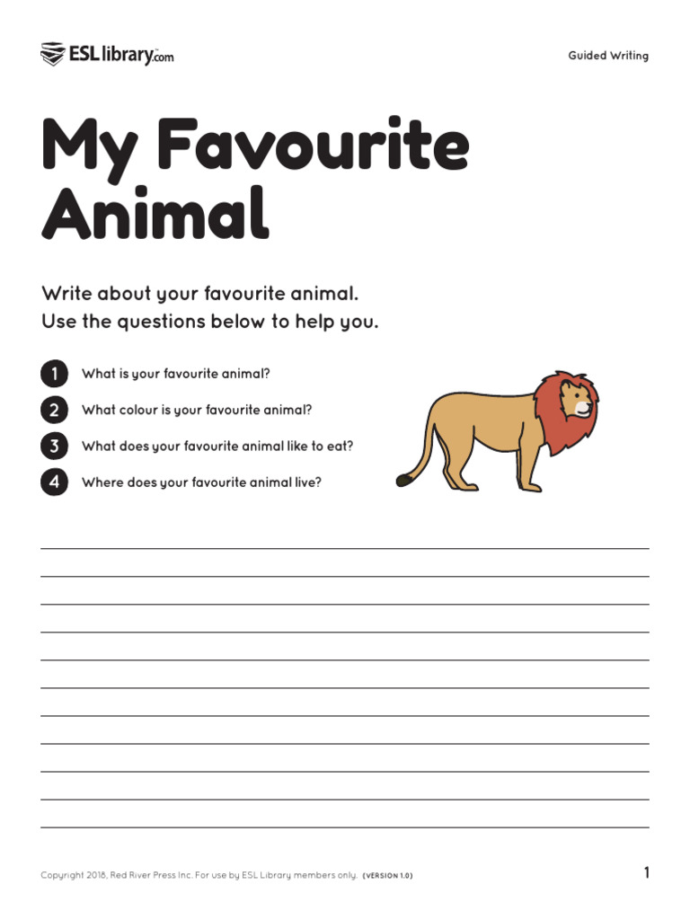 119 My Favorite Animal Can | PDF | Language Arts & Discipline | Self ...