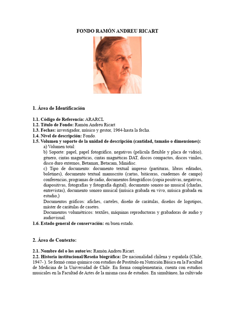 Guía de Fondo Ramón Andreu Ricart | PDF | Grabación | Medios de almacenamiento