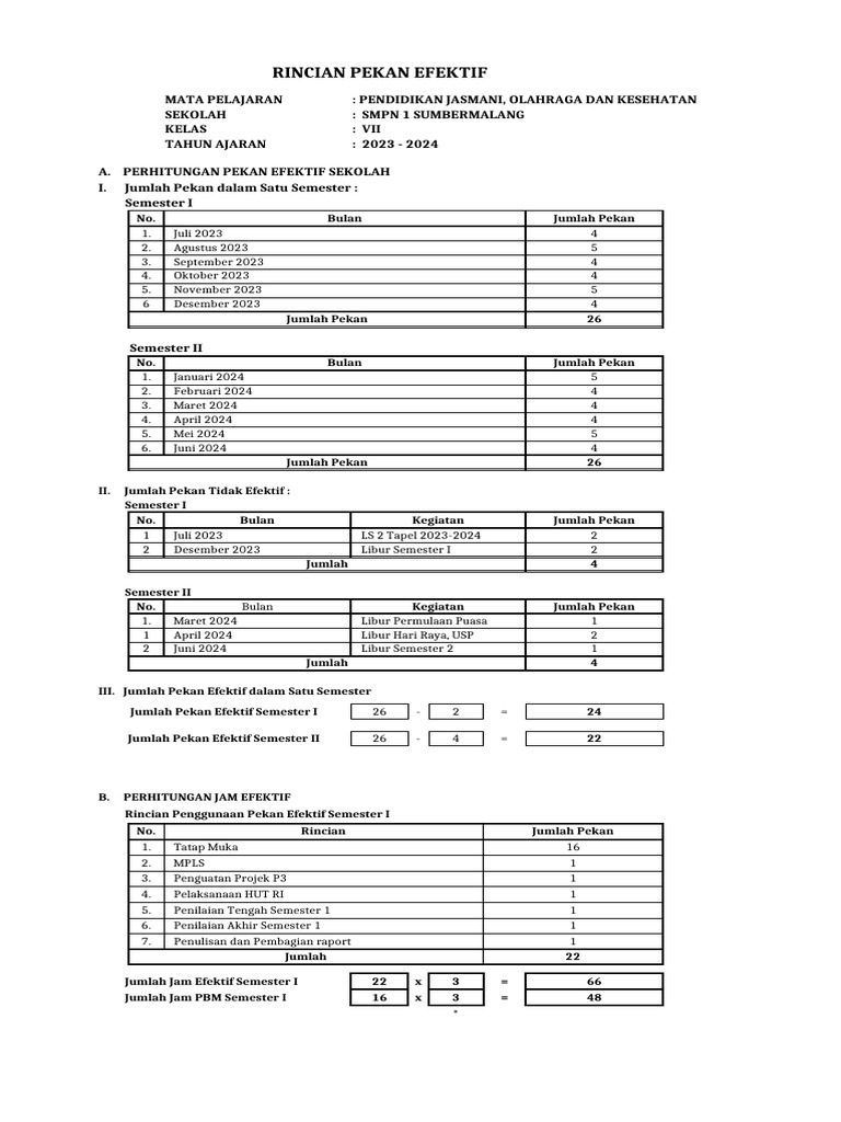 Rpe & Kalender 23-24 Ok | PDF