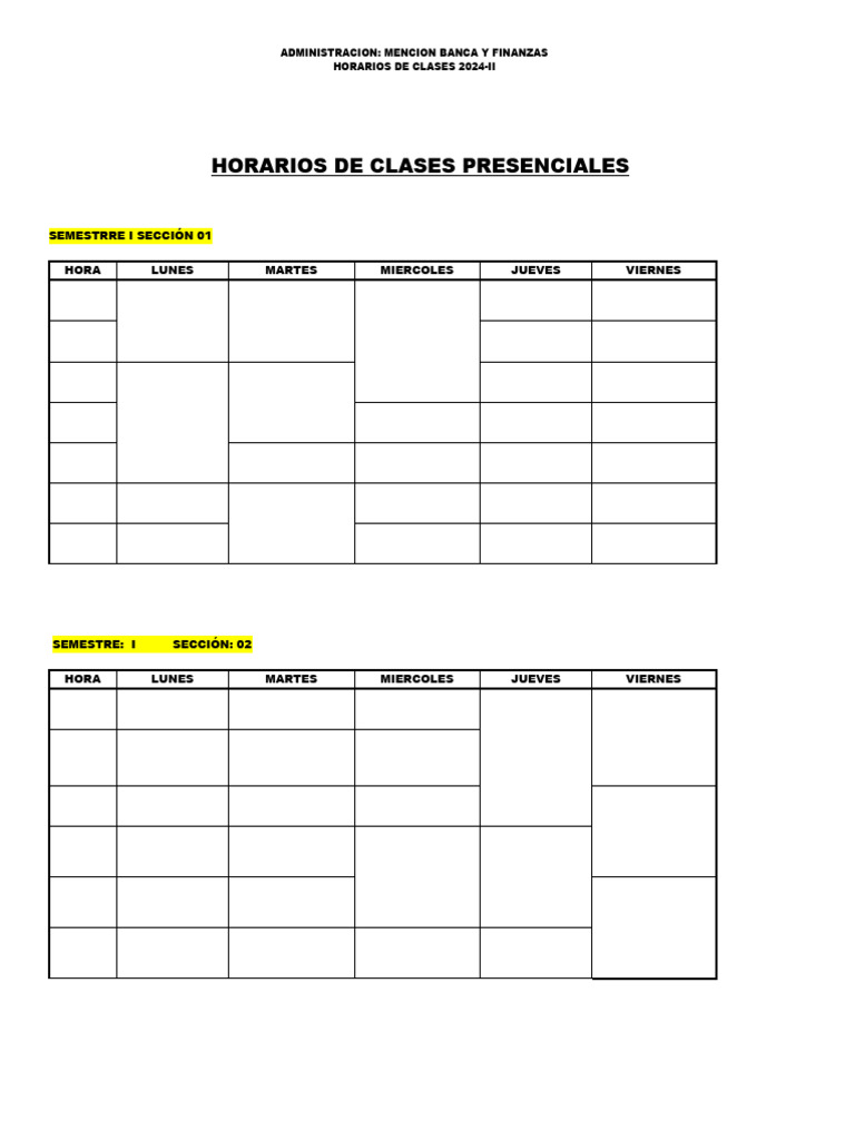 Horarios de Clases Presenciales: Aula 01-Módulo II Aula 01-Módulo II Aula 02-Módulo II | PDF ...