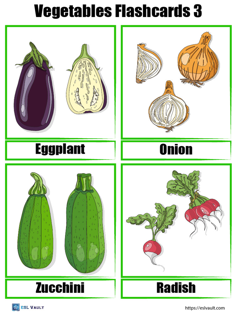 Vegetable Flashcards for Learning | PDF | Cooking, Food & Wine | Home ...