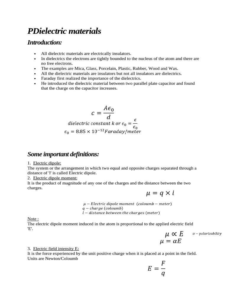 Dielectric Materials Guide | PDF | Dielectric | Ferroelectricity