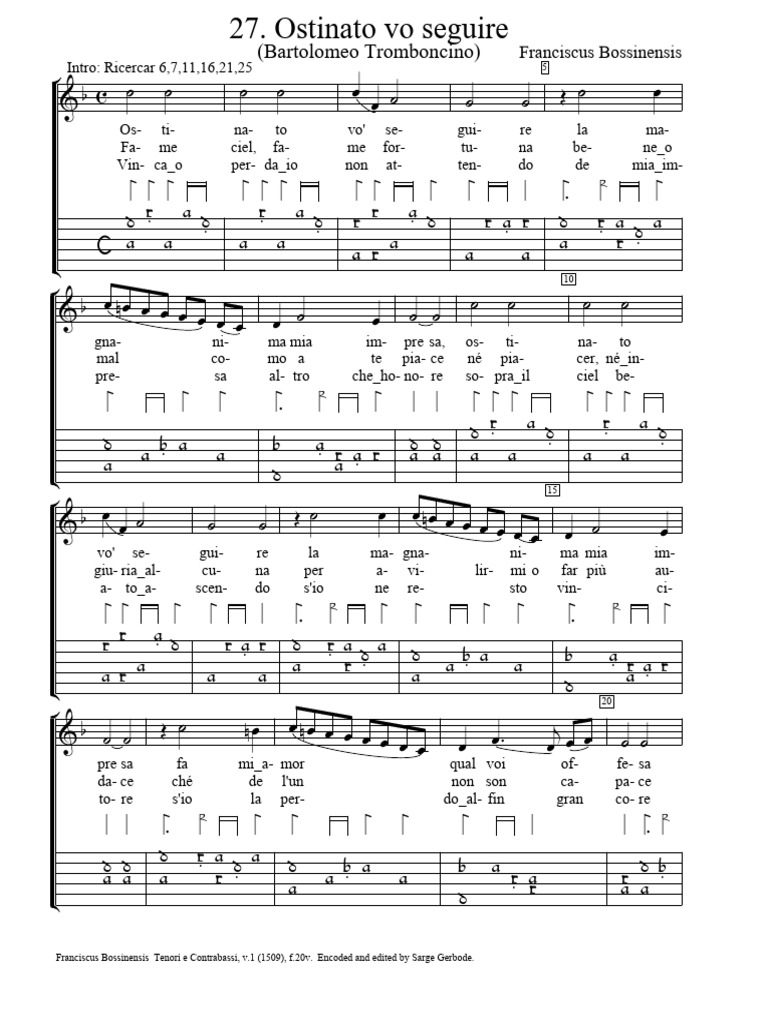 27 Ostinato Vo Seguire Tromboncino | PDF