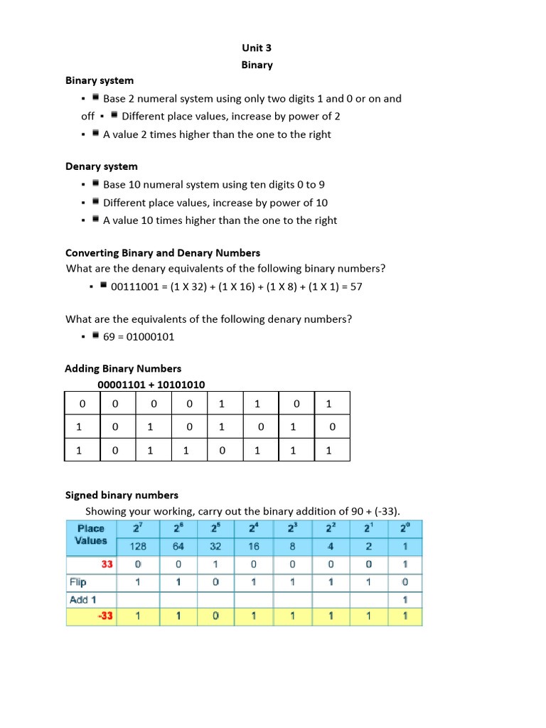 Binary& Data Representation Note | PDF | Bit | Pixel